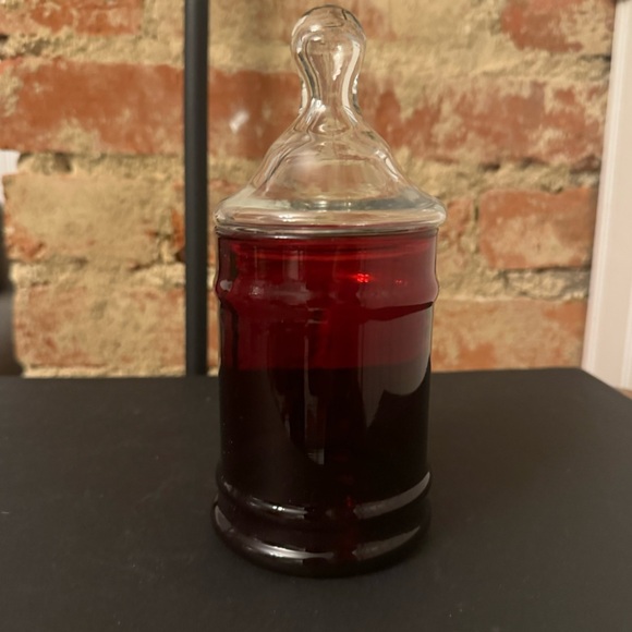 Vintage | Accents | Ruby Red Apothecary Jar Canister Clear Fitted Lid ...